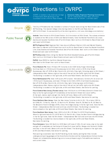 Directions to DVRPC | DVRPC